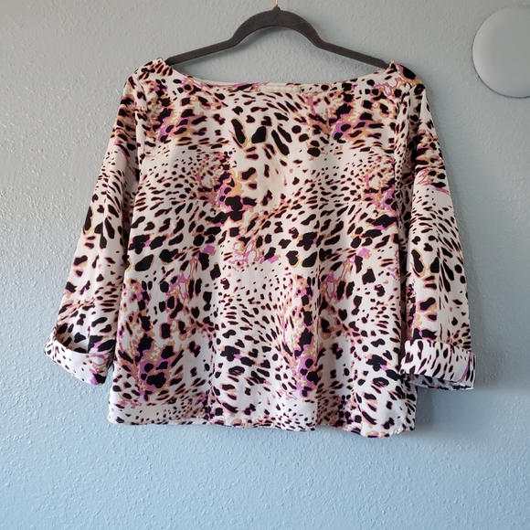 Banana Republic | Tops | Banana Republic Purple Leopard Print 34 Blouse ...